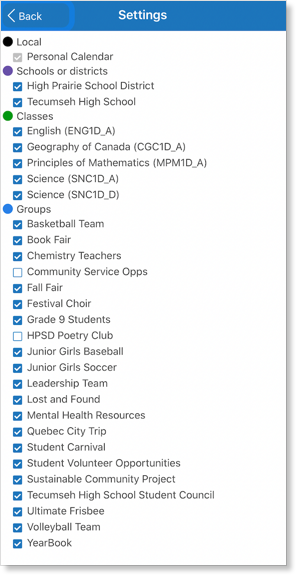 Student Calendars | Edsby